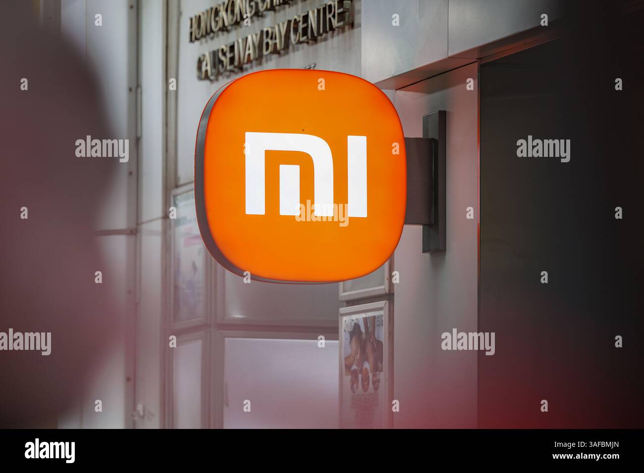 Hong Kong, China. 06th Apr, 2025. Logo of Xiaomi hang outside Xiaomi's ...