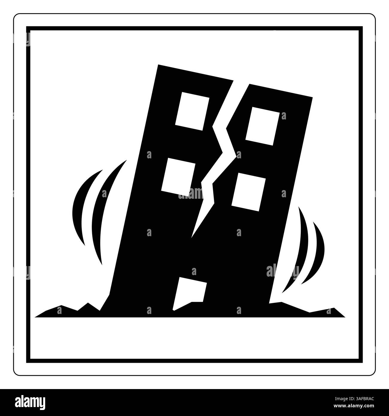 Warning Symbol for Earthquake Hazard with Cracked Building and Seismic ...