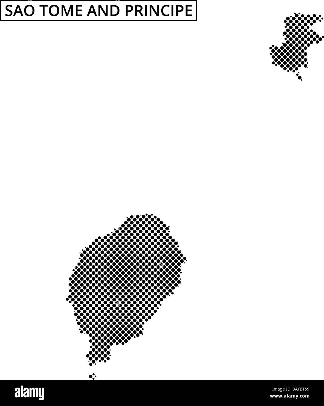 The graphic showcases a pixelated outline of Sao Tome and Principe ...