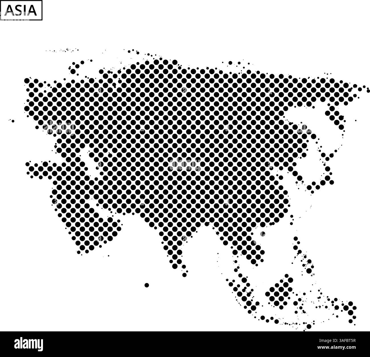 A dot pattern map outlines the geographical boundaries of Asia ...