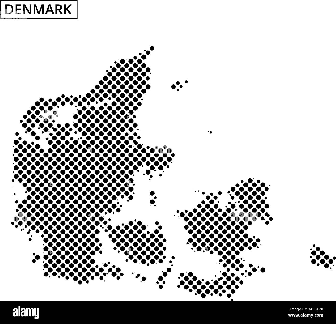 This dotted representation outlines Denmark, highlighting its unique ...