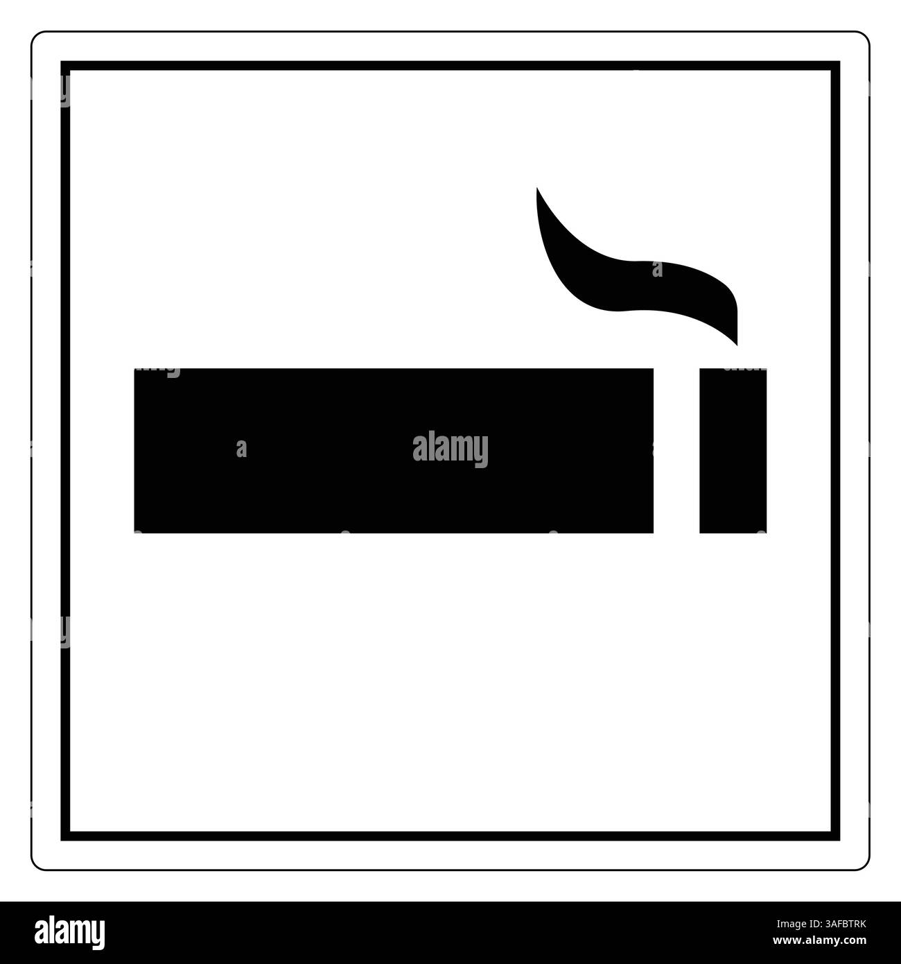 Black and White Cigarette Icon in Rectangular Frame for No Smoking Sign ...