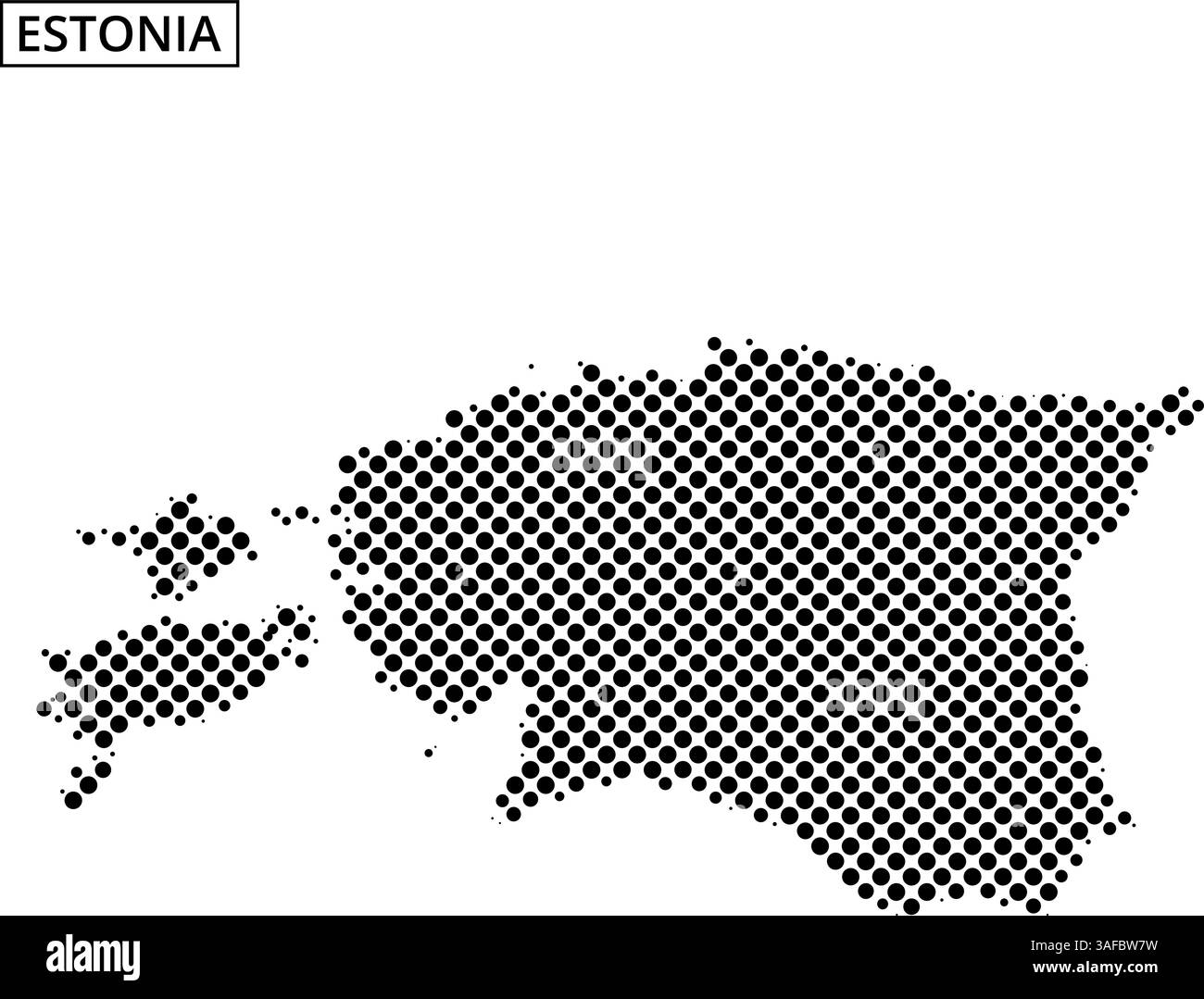 A representation of Estonia drawn using a unique dot pattern ...