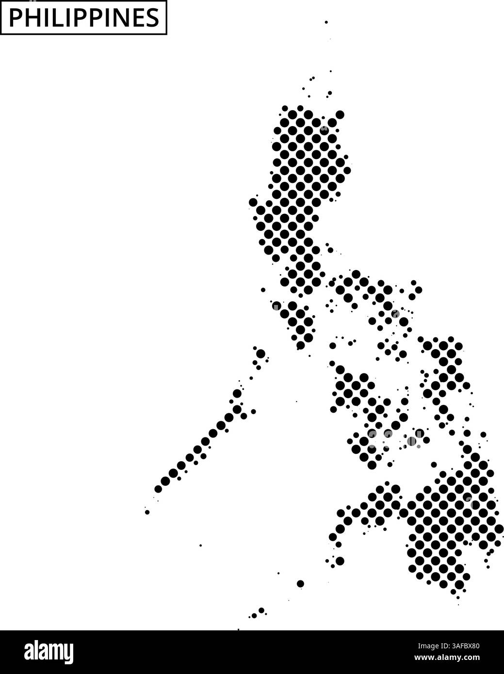 A dotted map representing the shape of the Philippines, focusing on its ...