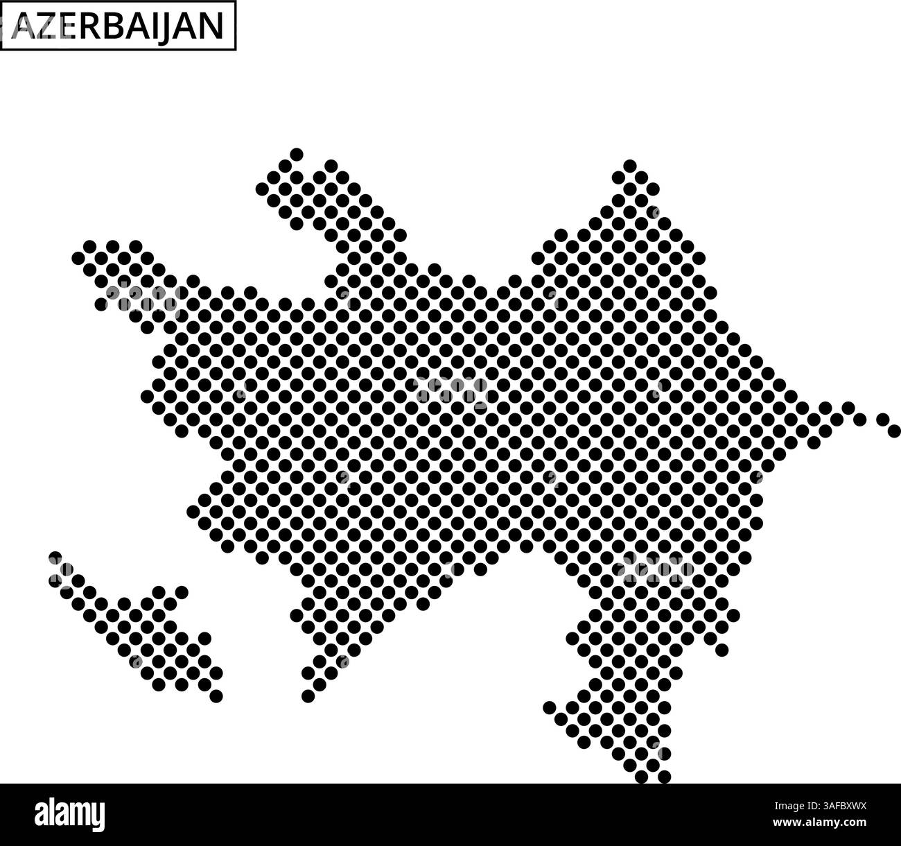 This artwork presents a dot pattern representation of Azerbaijan ...
