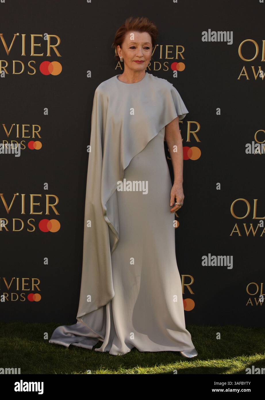 London, UK. Lesley Manville at Mastercard sponsored 2025 Olivier Awards ...