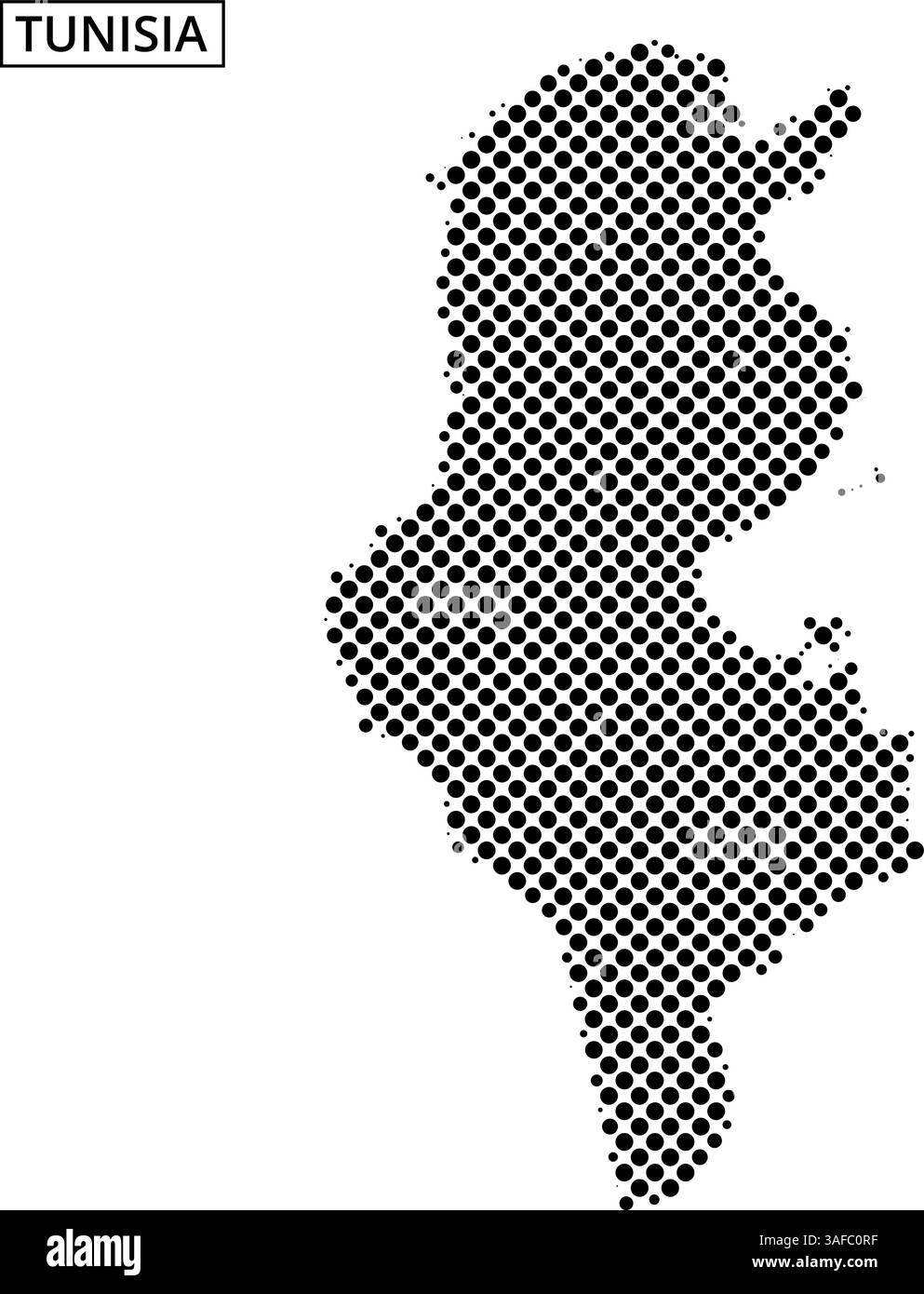 A creative representation of Tunisia with a dotted outline, featuring ...