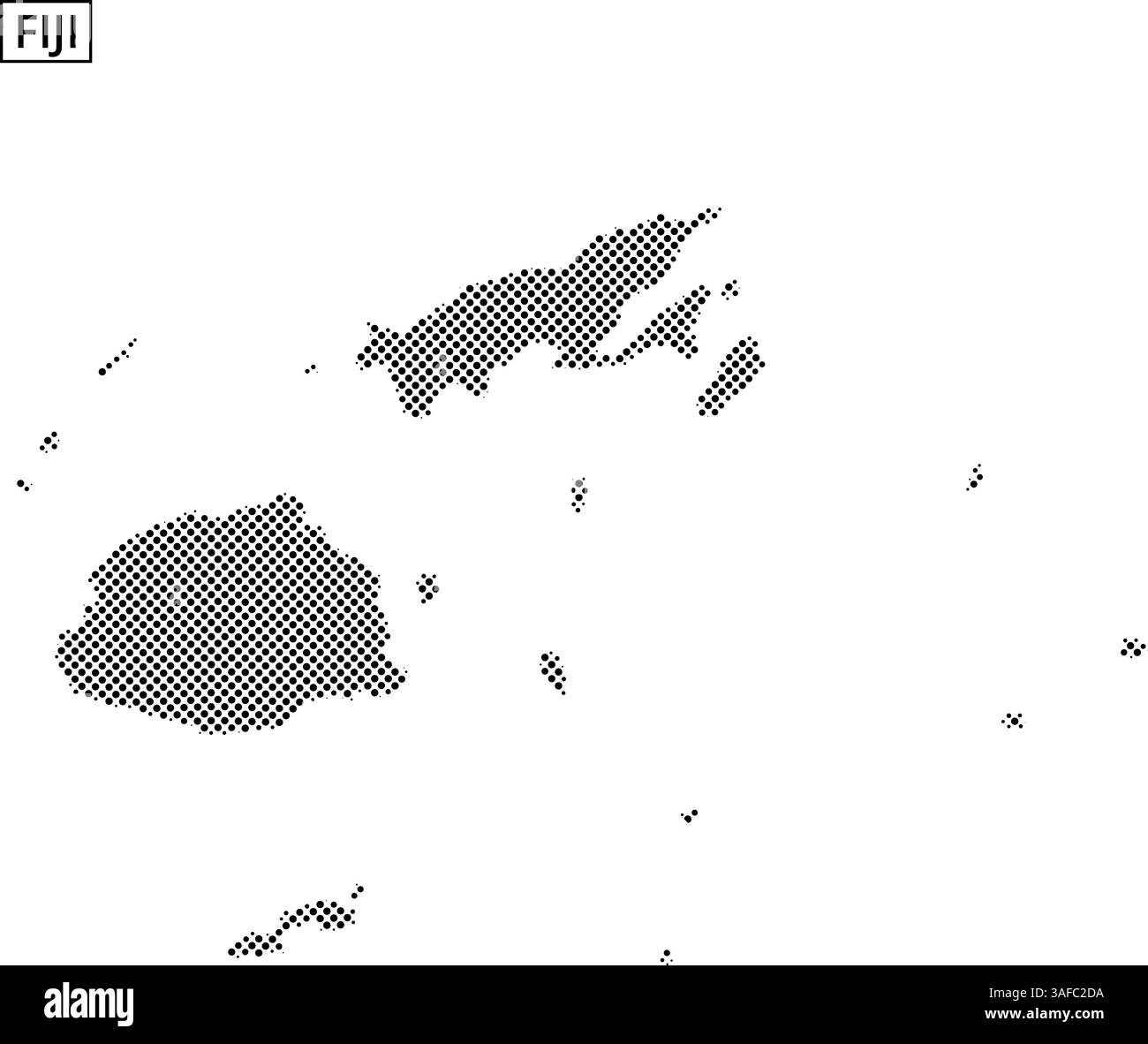Detailed representation of Fiji highlighting its islands and ...