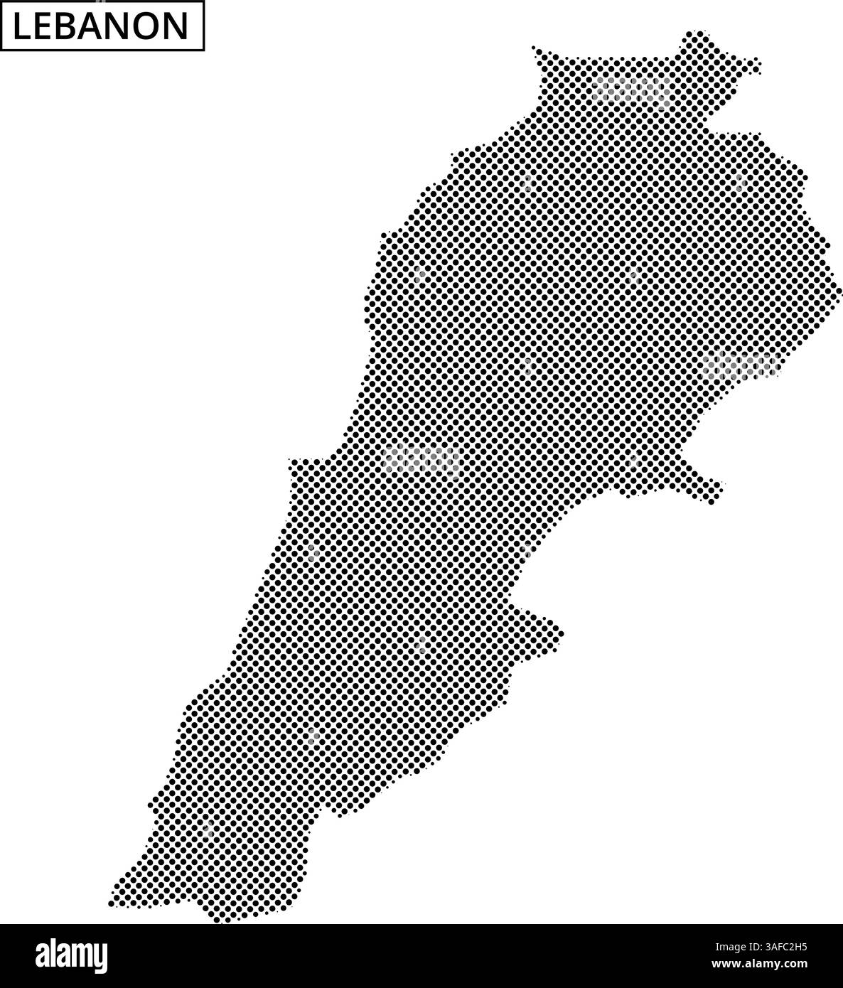 Dotted representation of Lebanon's map showcases its unique shape and ...