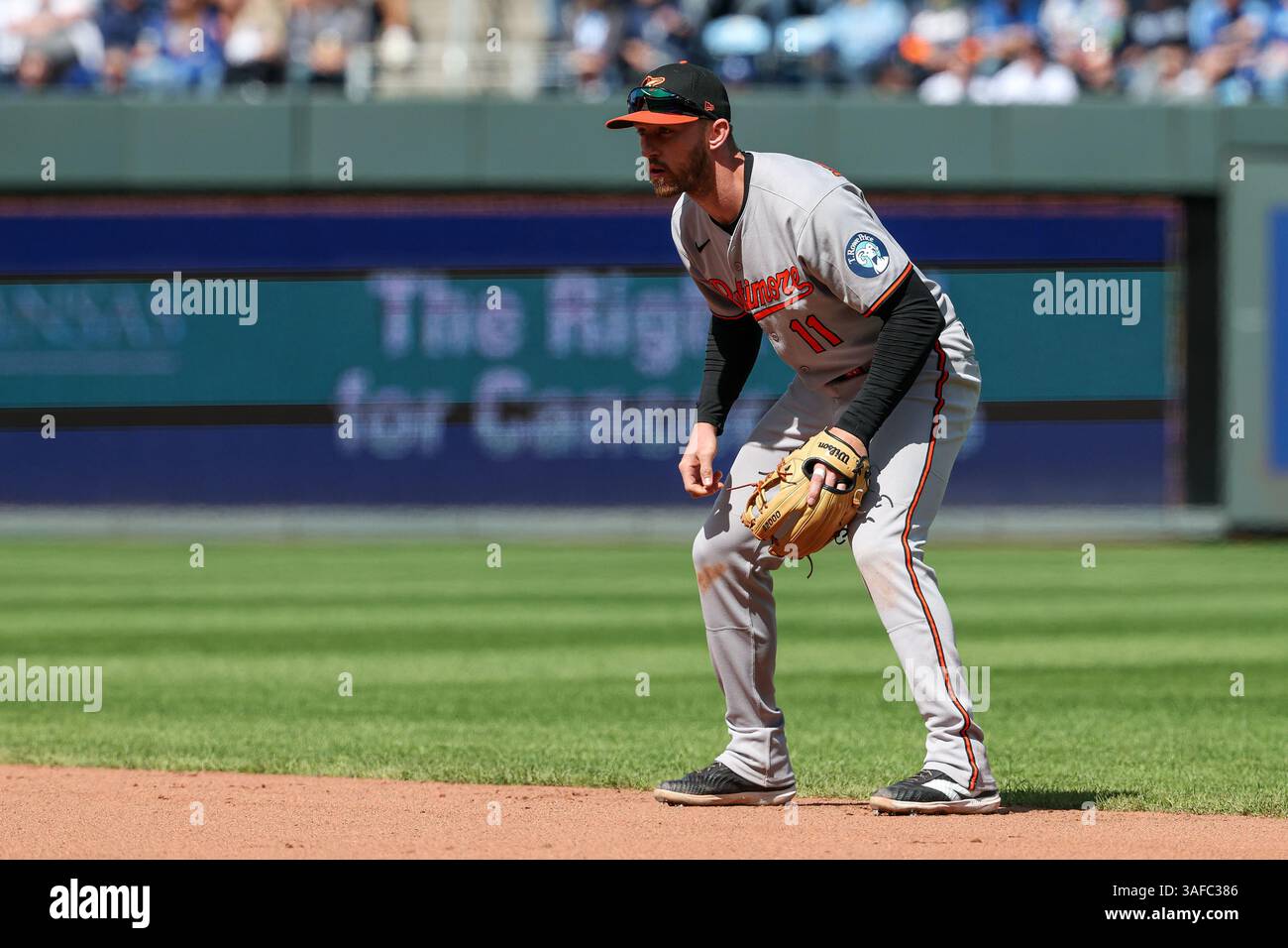 Kansas City, MO, USA. 6th Apr, 2025. Baltimore Orioles second baseman ...