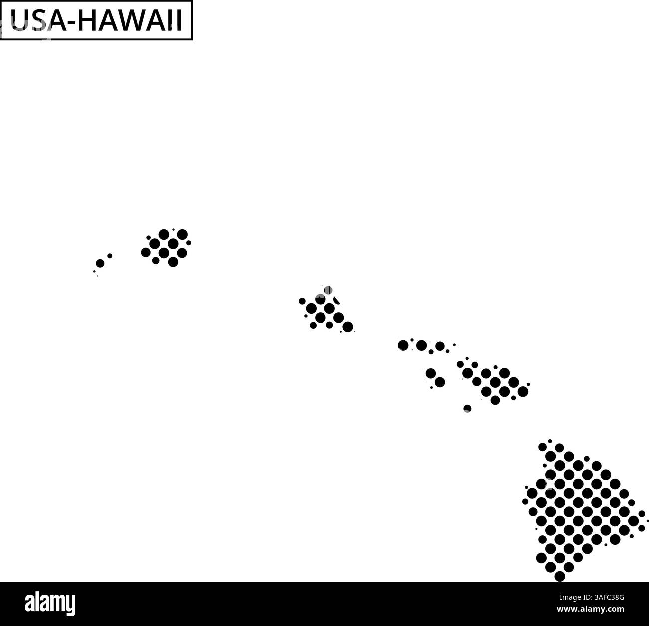 This visual displays an outline map of Hawaii featuring a dotted ...