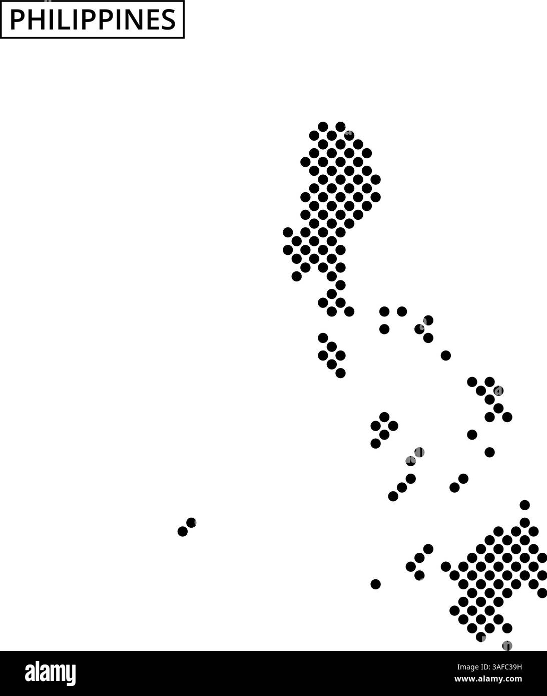 A dotted map representing the shape of the Philippines, focusing on its ...