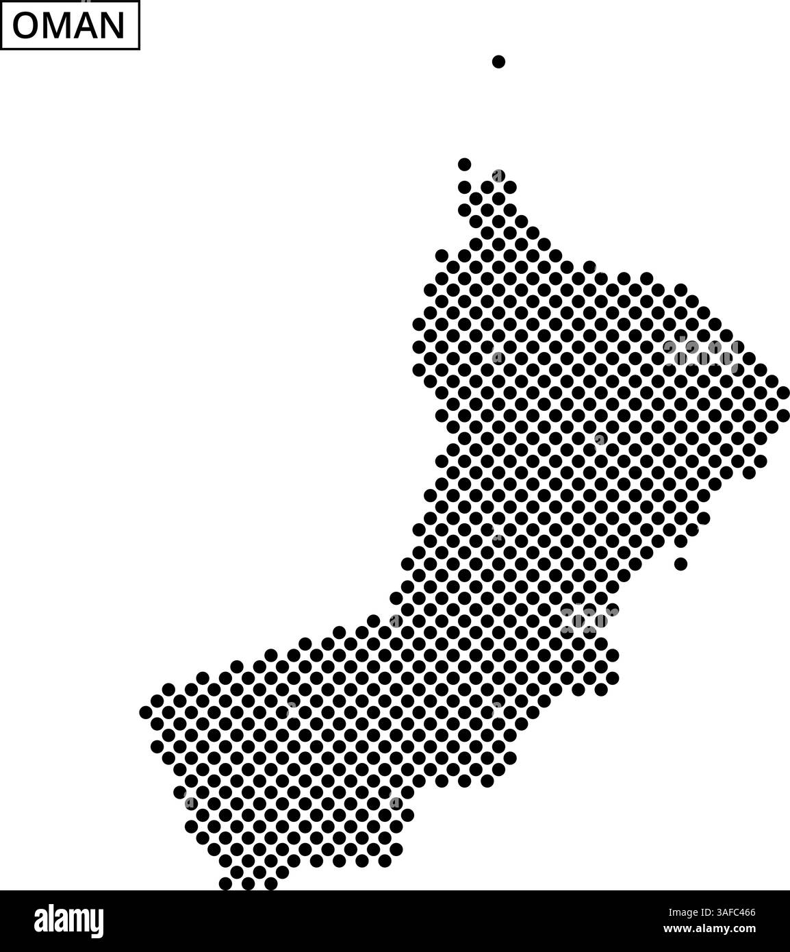 A detailed outline of Oman illustrated with a dotted texture ...
