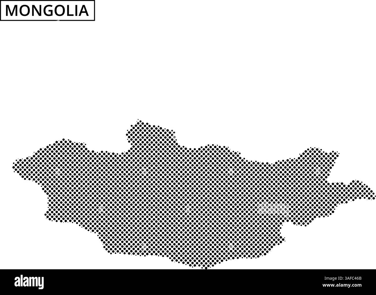 A detailed dotted map representation of Mongolia, showcasing its shape ...
