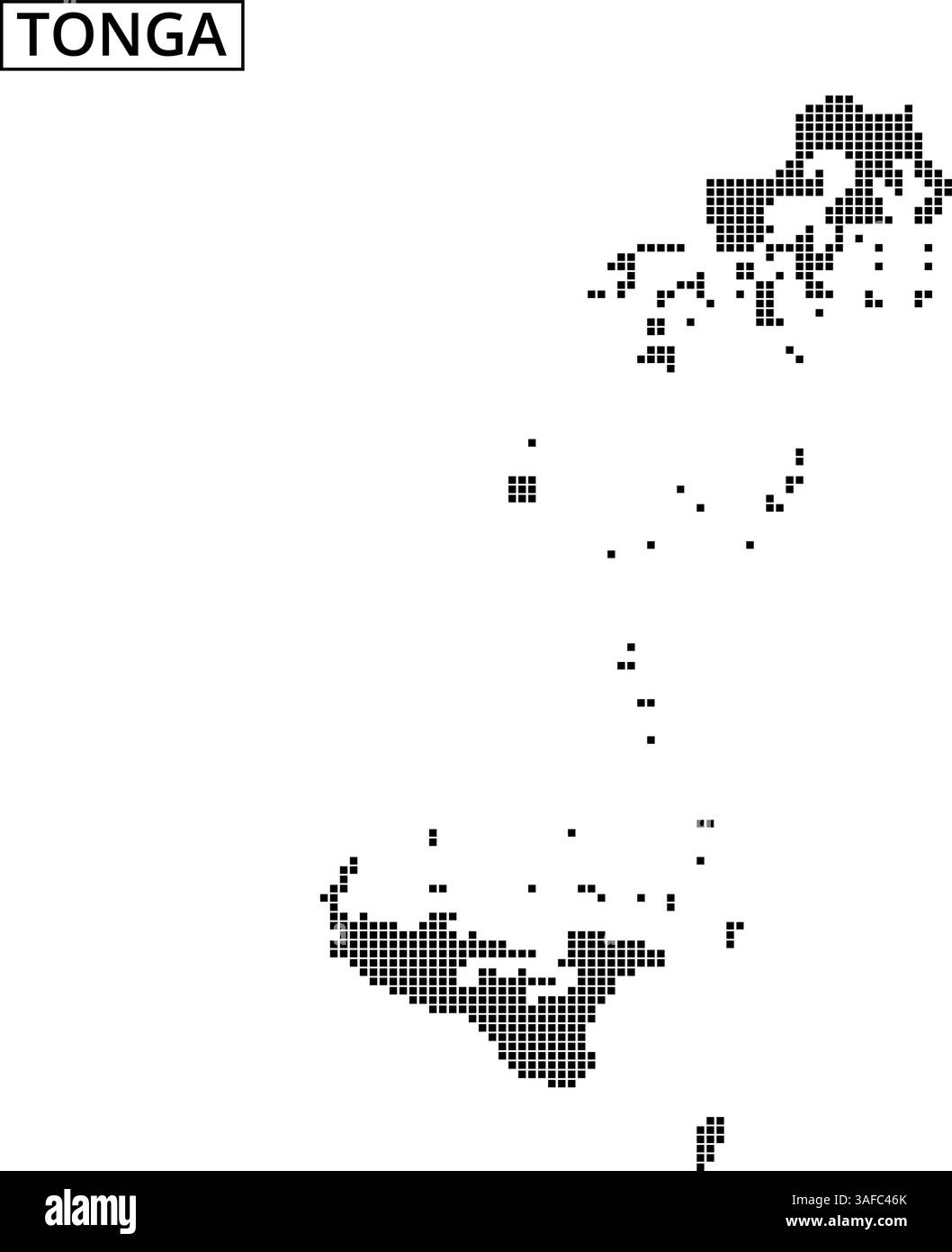 A detailed dot pattern outlines the islands of Tonga, emphasizing its unique geography and ...