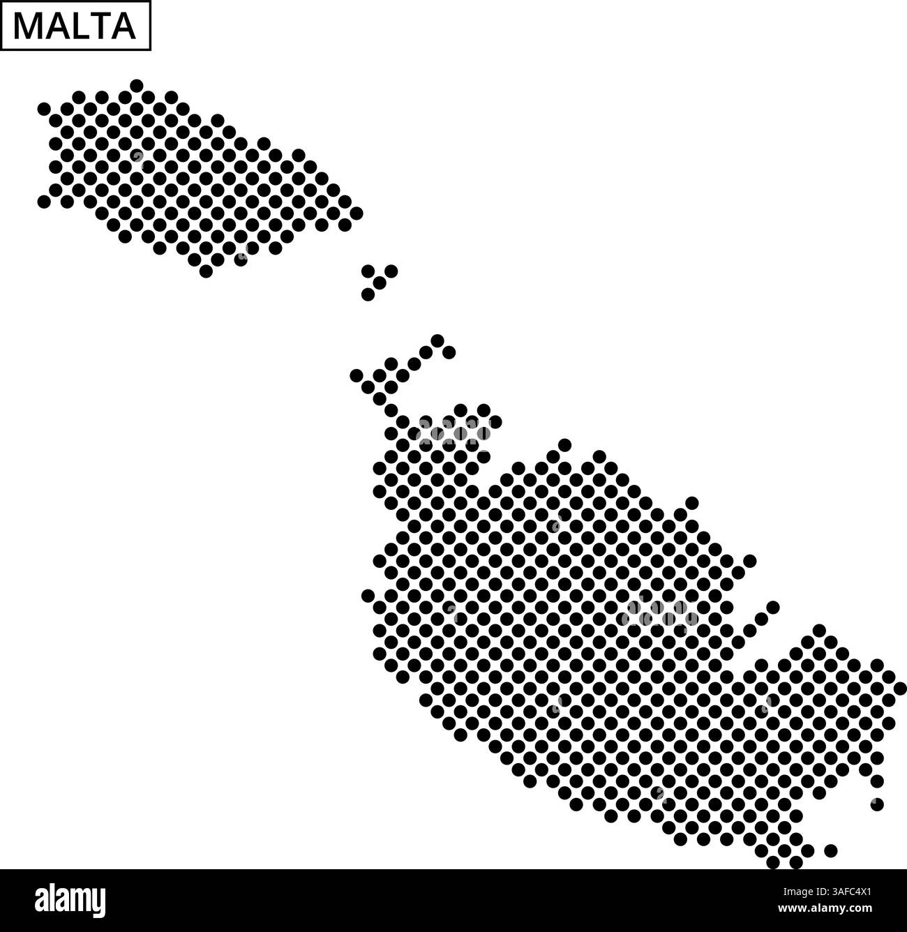 Detailed representation of Malta's outline using a dotted texture ...