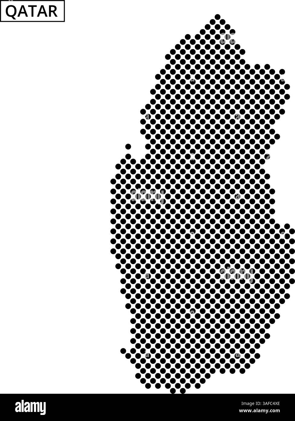 Qatar's outline is represented through a dotted pattern against a ...