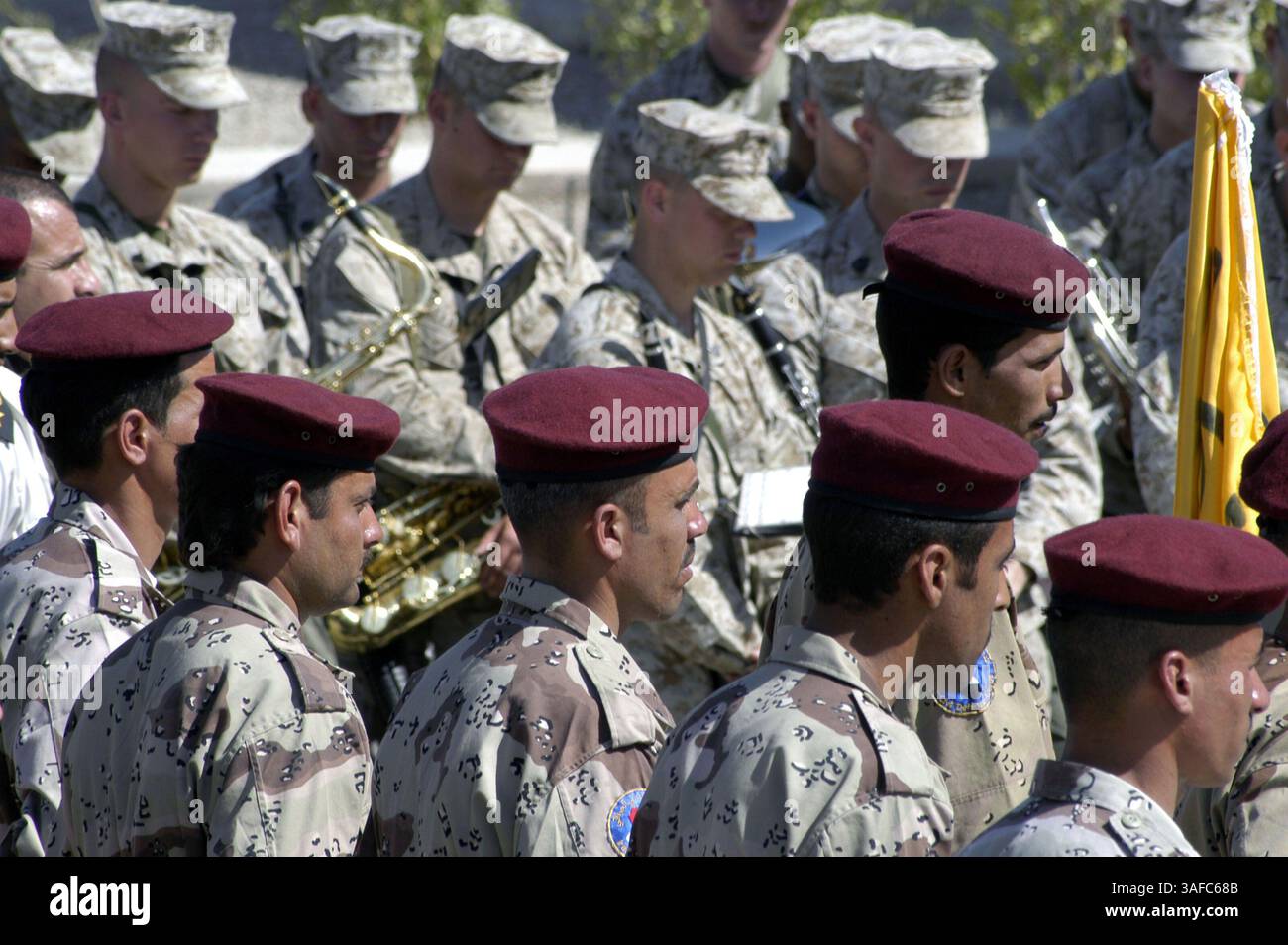 Mar 24, 2004; Camp Fallujah, Iraq; The 1st Marine Division Band and ...