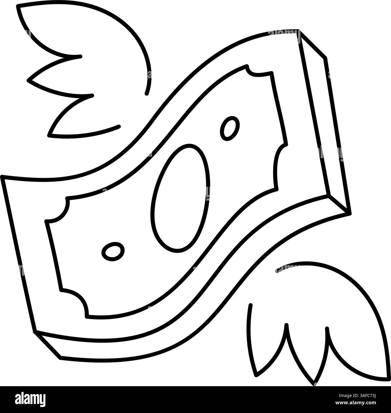 Money with wings. Flying dollar bill outline symbol. Business and ...