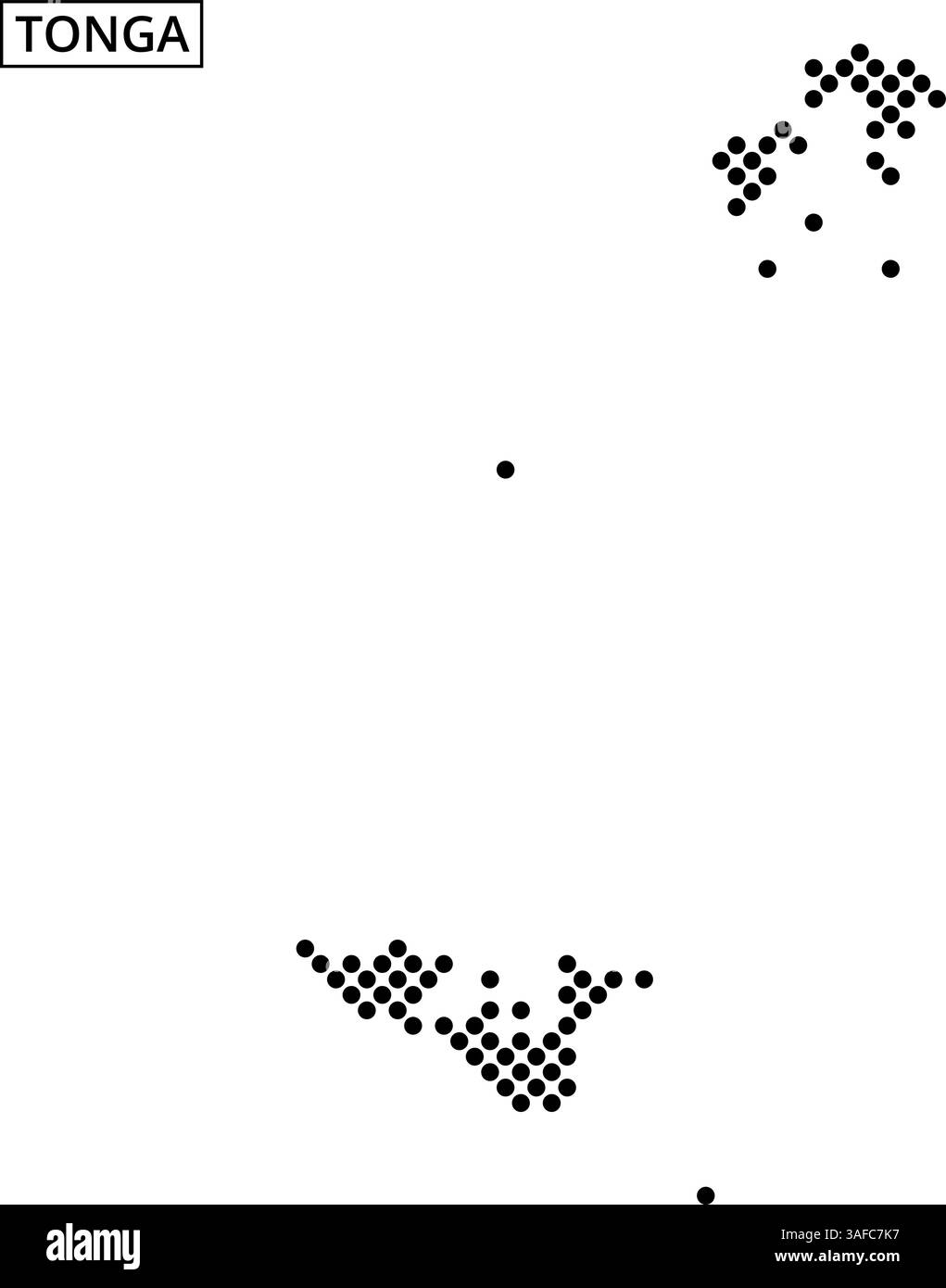 A detailed dot pattern outlines the islands of Tonga, emphasizing its ...