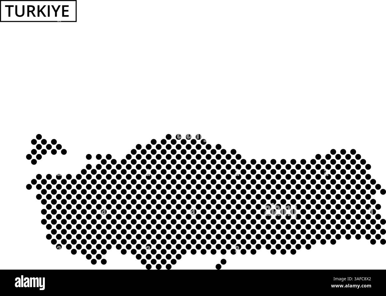 Detailed map of Turkey created using a dotted design, highlighting the ...