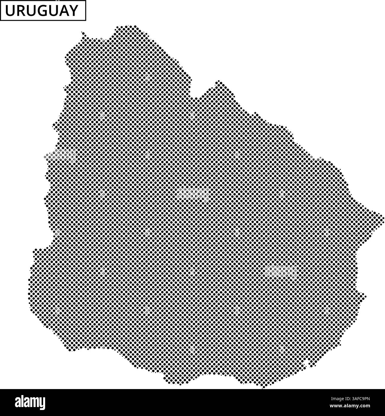 An artistic representation of Uruguay's map outline, highlighting ...
