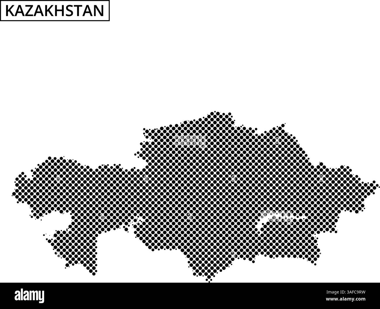 A dotted representation of Kazakhstan's map showcases its geographical ...