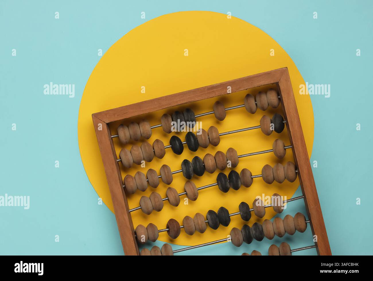 Retro abacus on a pastel color background. Top view. Minimalism Stock ...