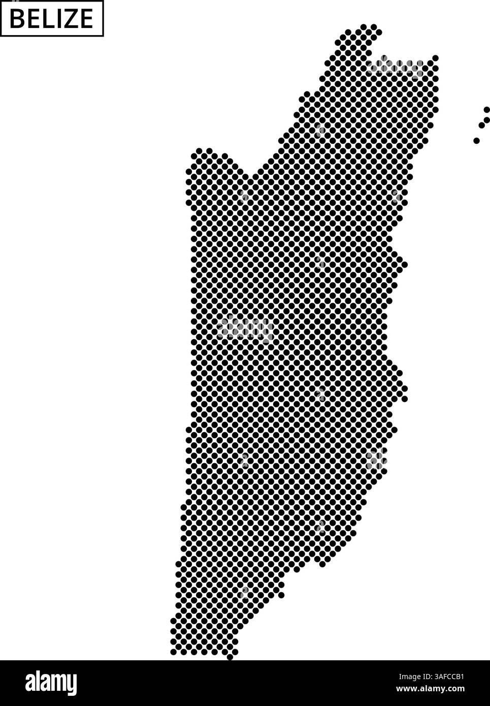 Black and white illustration of the map of Belize highlighting its ...