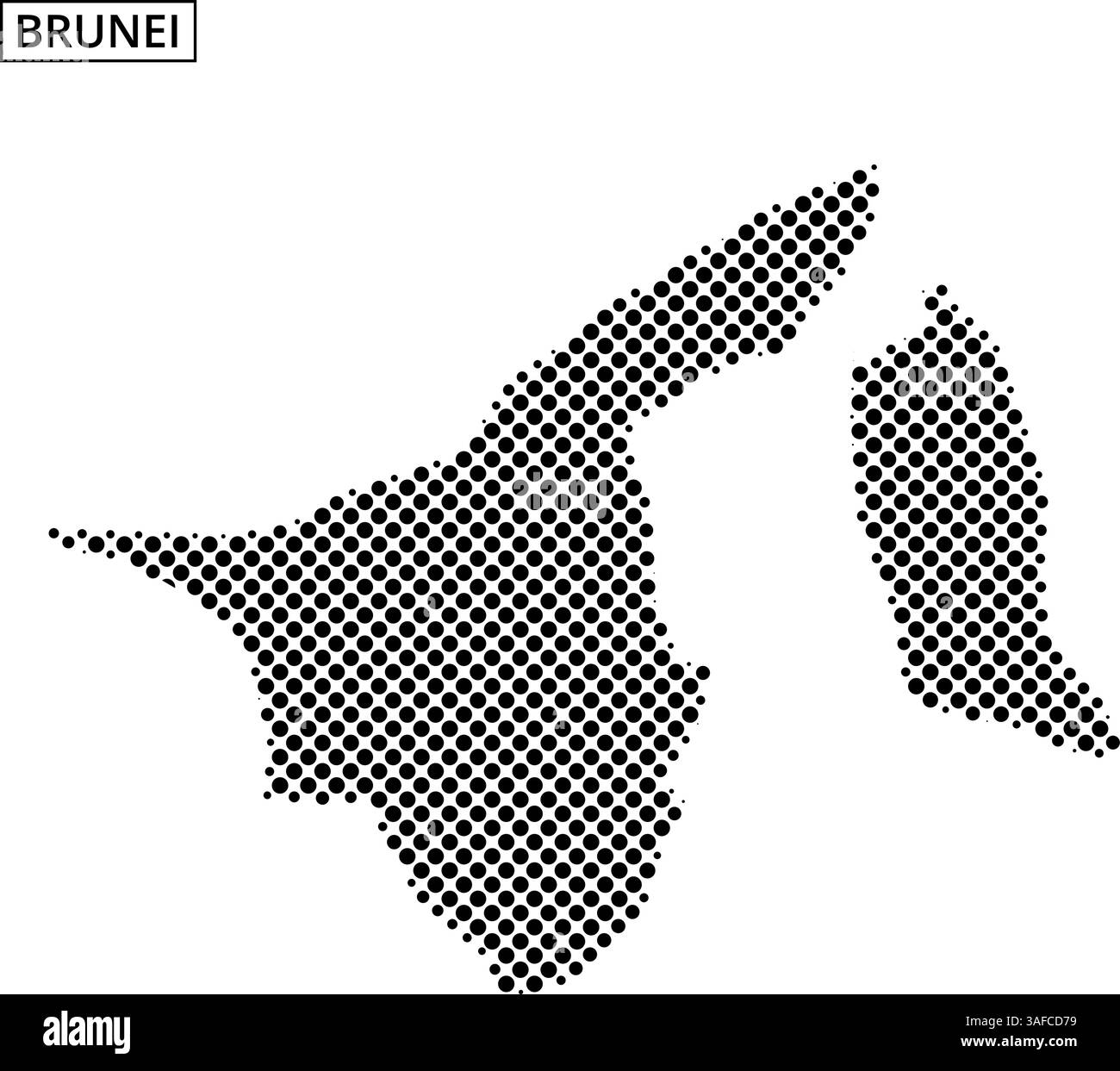 Dot pattern map of Brunei highlighting its geographic shape and ...
