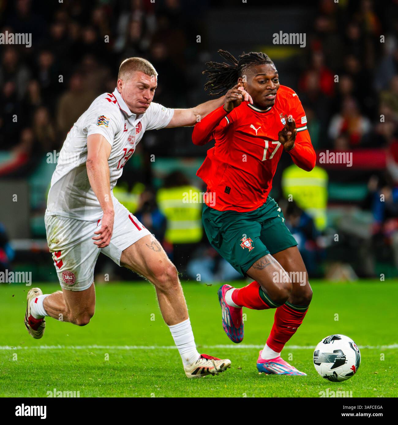 Lisbon, Portugal. 23rd March 2025. UEFA Nations league: Portugal v Denmark. Rafael Leao (17 ...