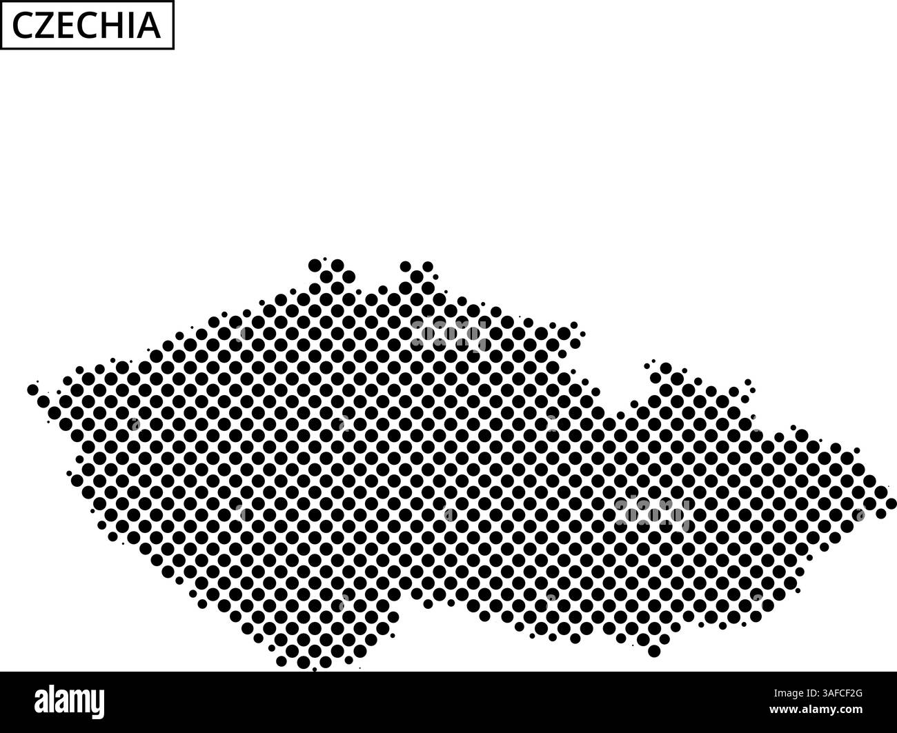A dotted map of Czechia showcases its borders and geographical features ...