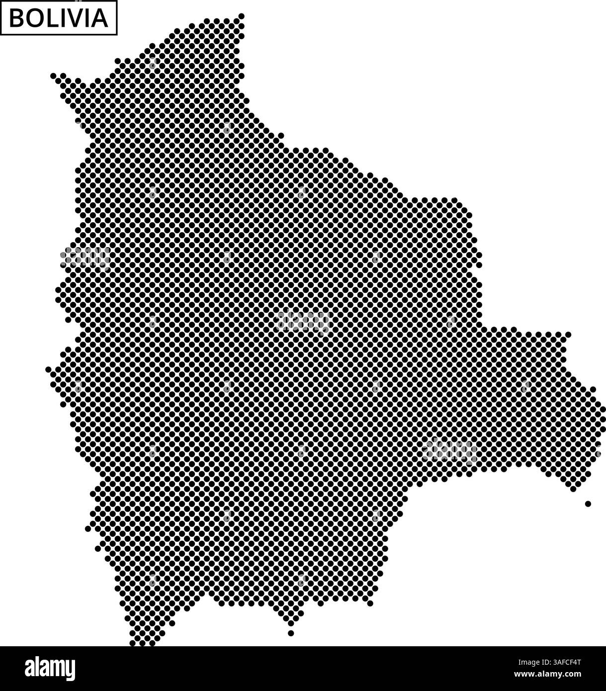 A detailed dotted design illustrating the geographical shape of Bolivia ...