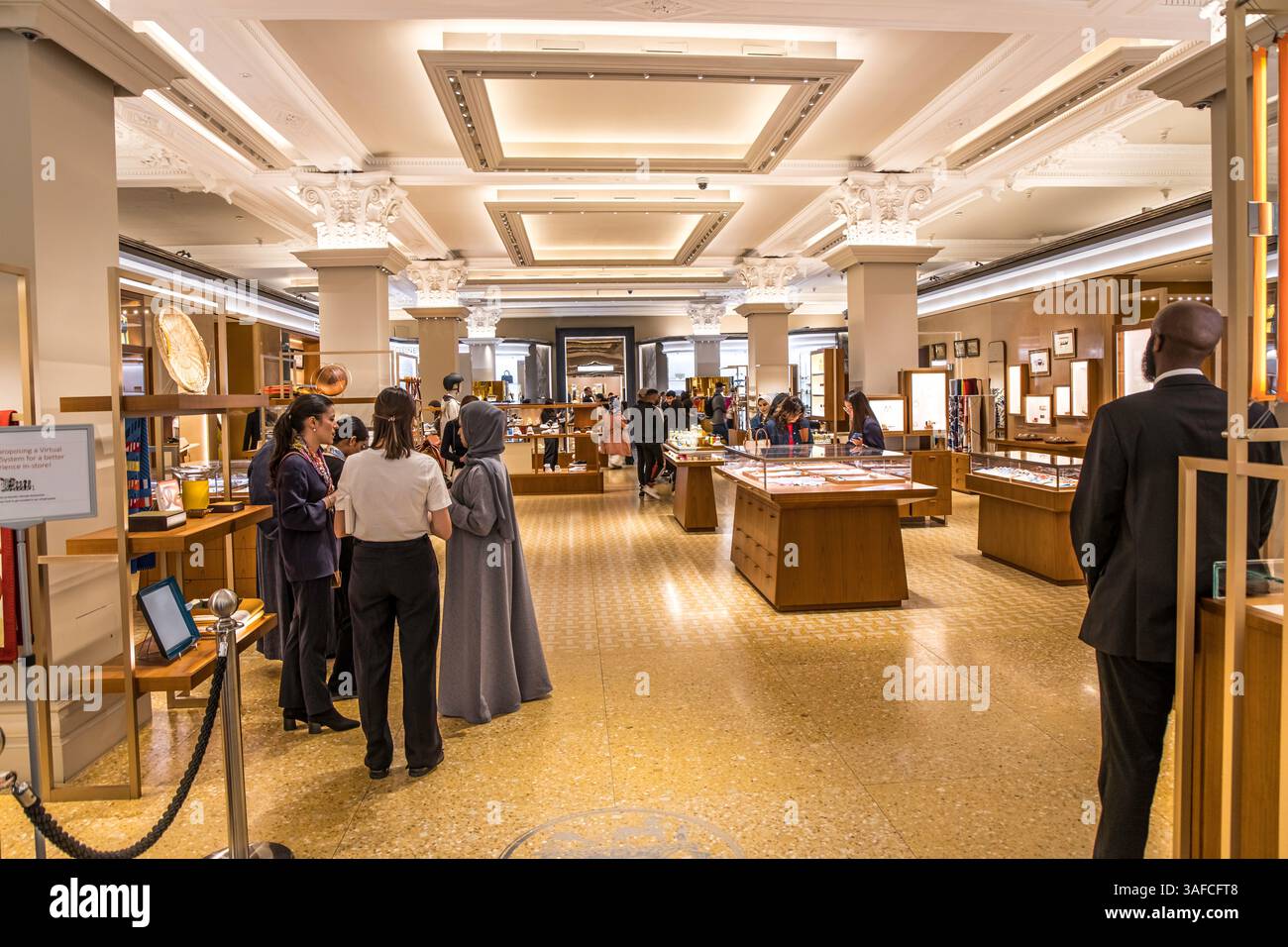 London, UK- August 6, 2023: Interior of Harrods, the London s most ...