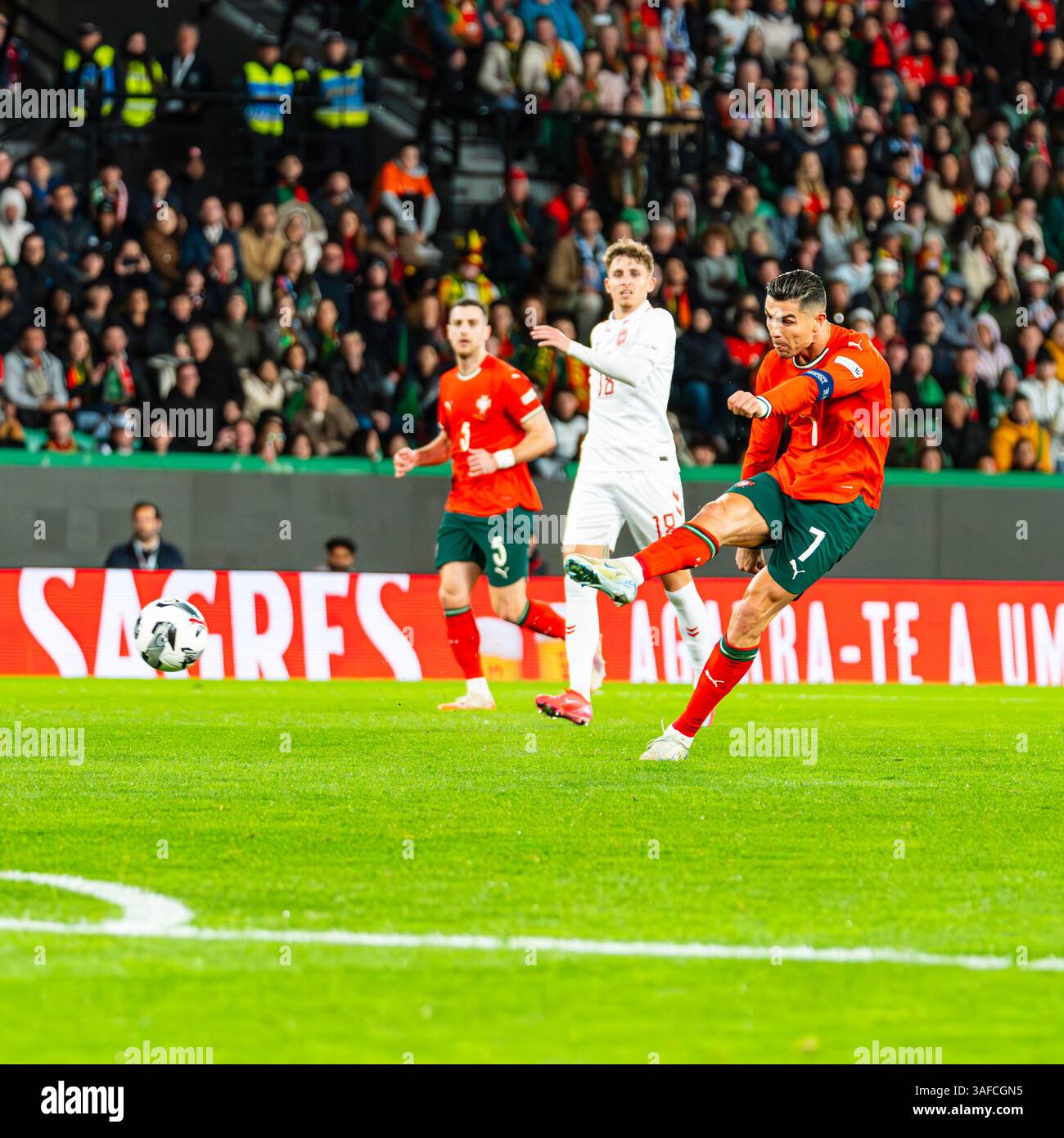 Lisbon, Portugal. 23rd March 2025. UEFA Nations league: Portugal v Denmark. Cristiano Ronaldo ...