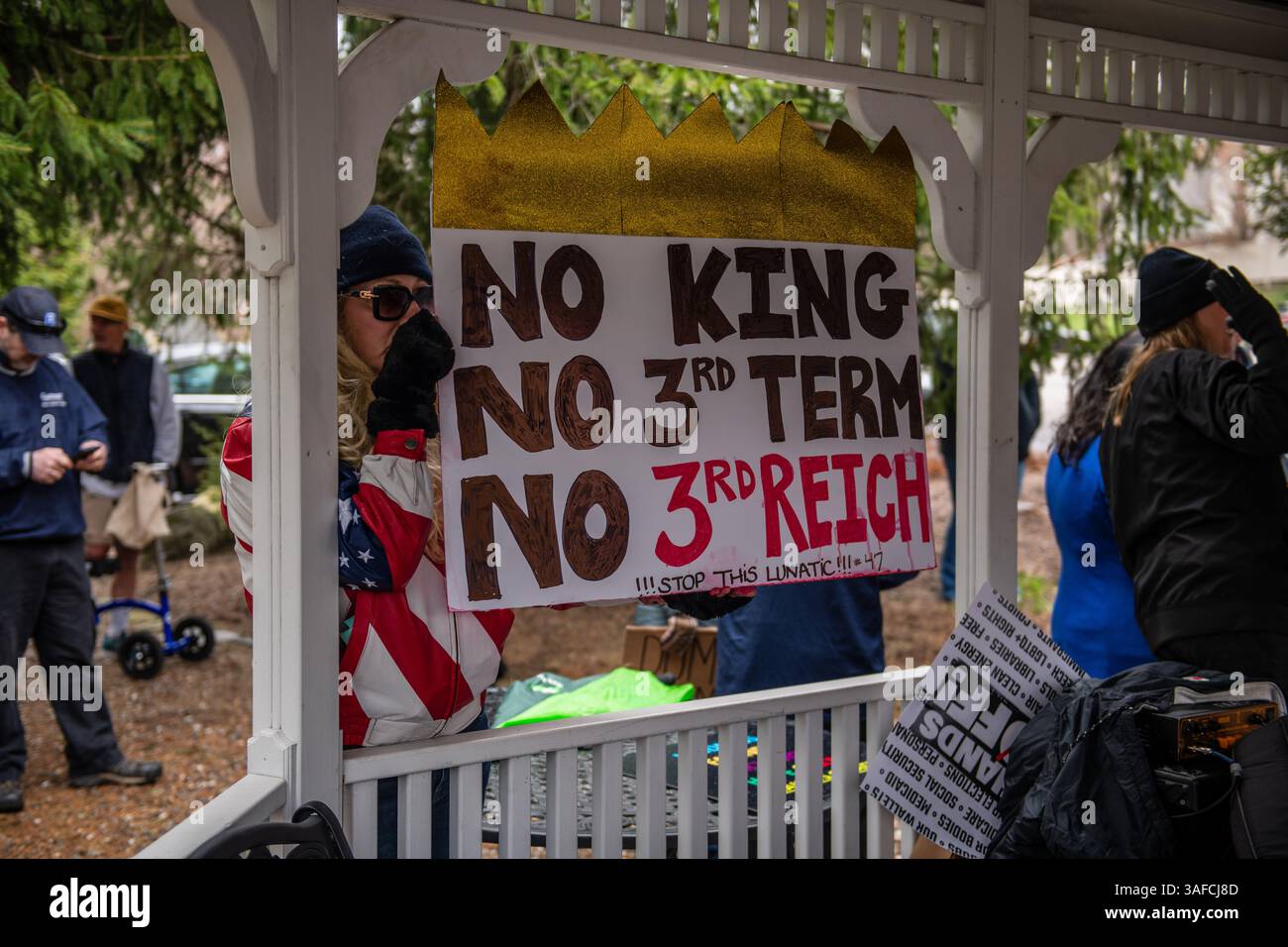 Newtown, United States. 05th Apr, 2025. Anti-Trump and Musk placard ...