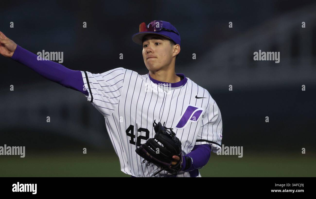 Portland infielder Cole Katayama-Stall (42) throws during an NCAA ...