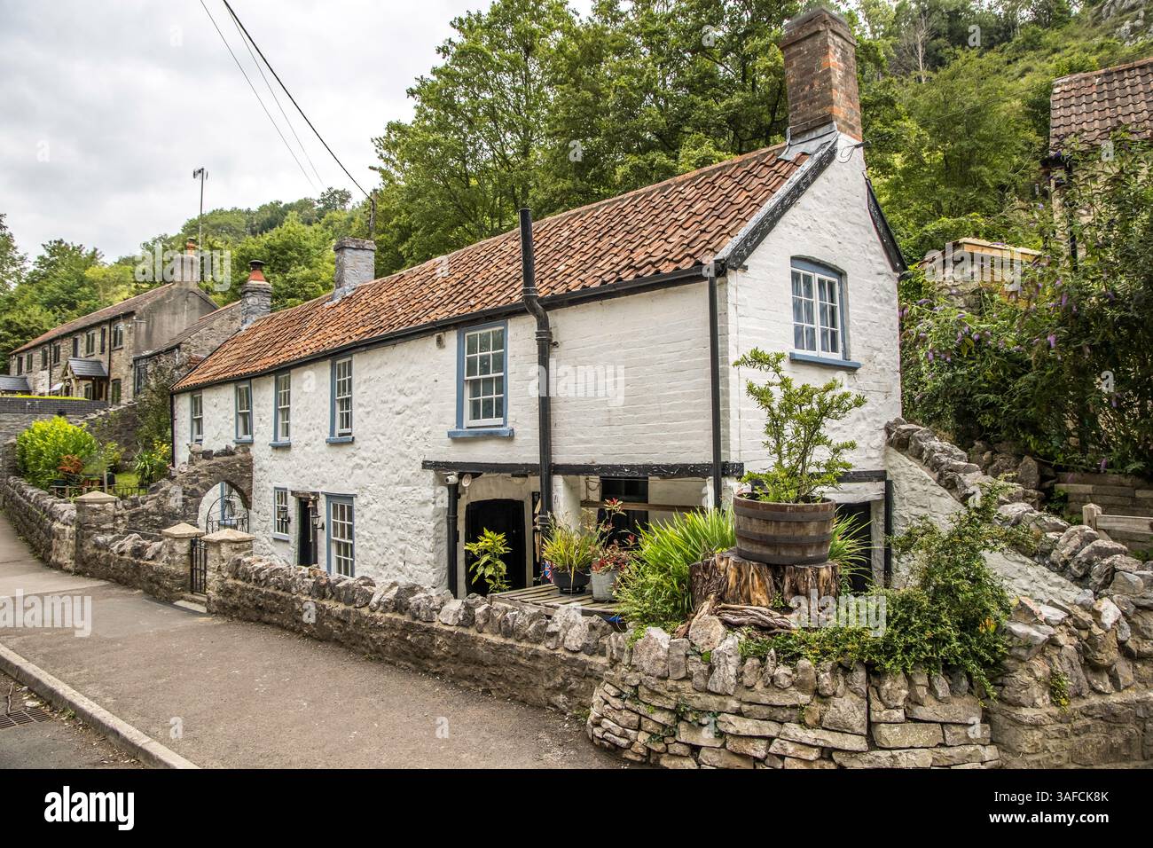 Cheddar, UK- August 4, 2023: Cheddar oldest cottage, a village famous ...