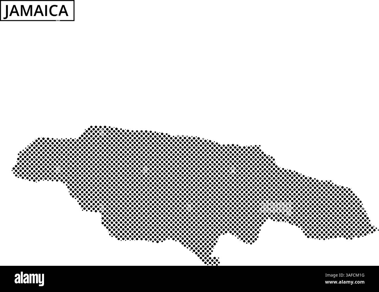 Dotted pattern outlines the shape of Jamaica on a plain white ...