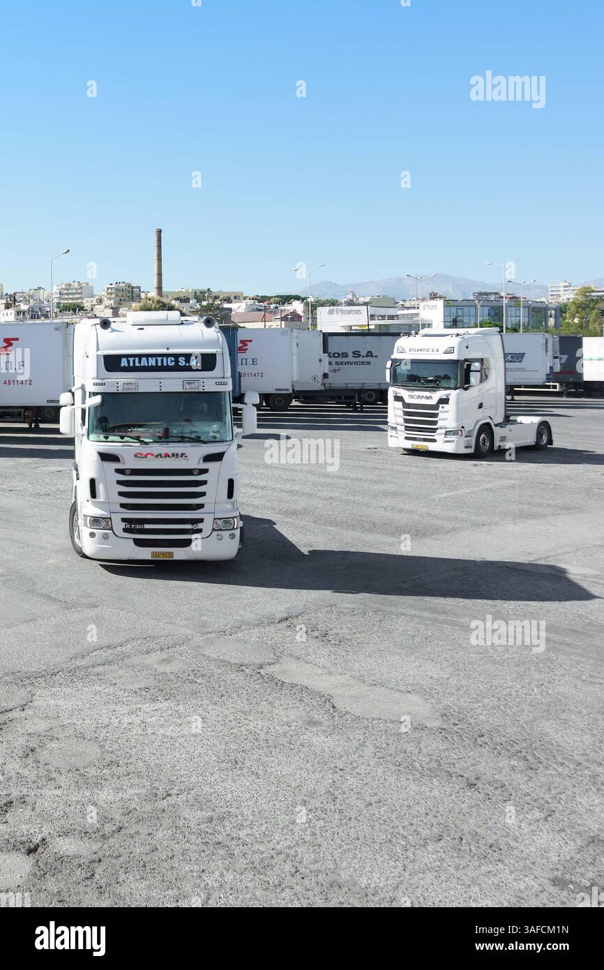 Crete, Greece - April 7, 2025: A commercial truck tractor is parked in ...