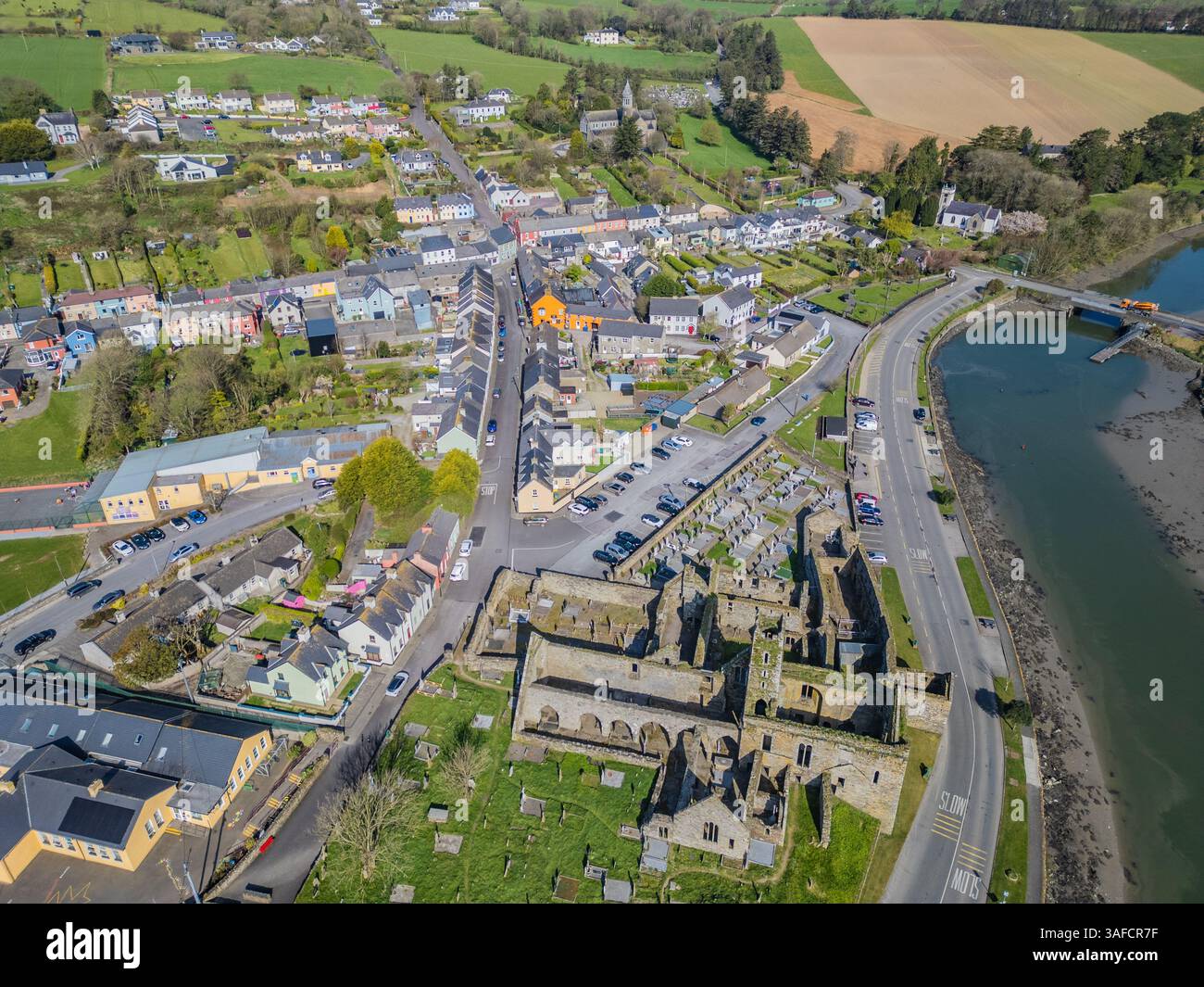 Timoleague, West Cork, Abbey and overview of village, April 2025 Stock ...