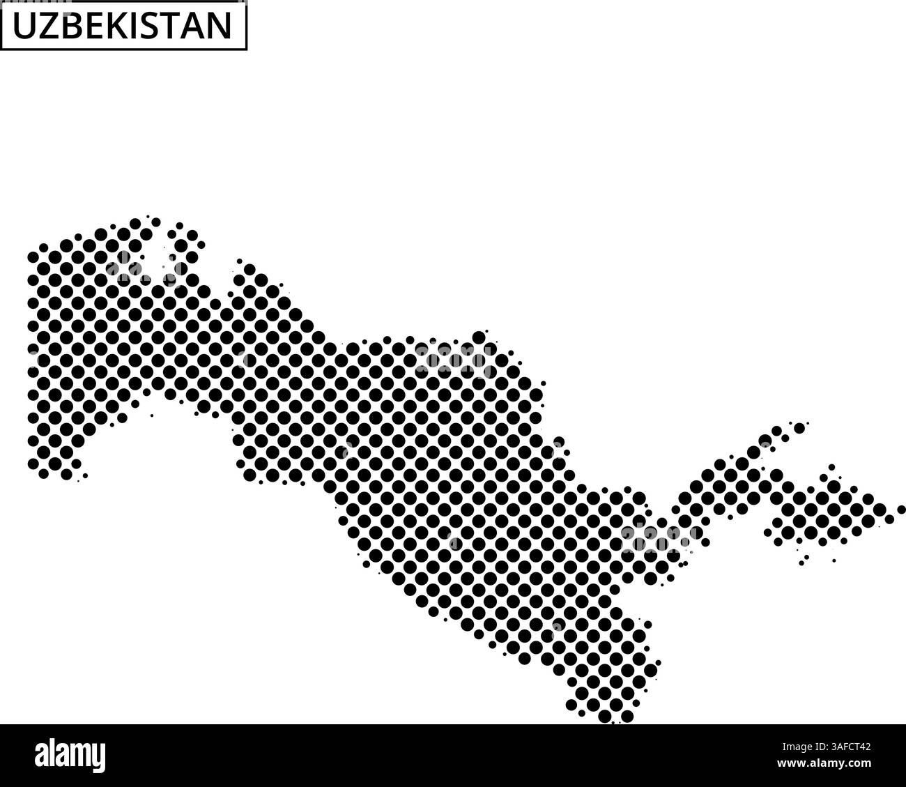 The artistic representation of Uzbekistan's map features a dotted ...