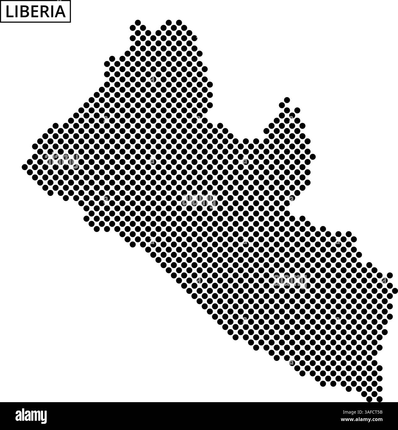 A dot pattern illustration outlines the map of Liberia, emphasizing its ...