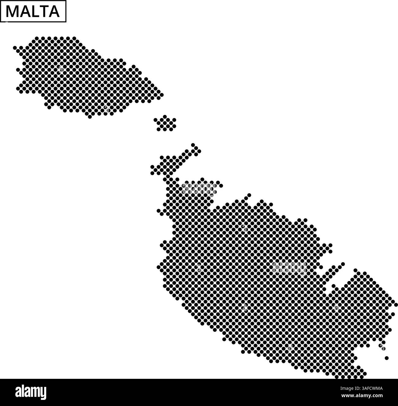 Detailed representation of Malta's outline using a dotted texture ...