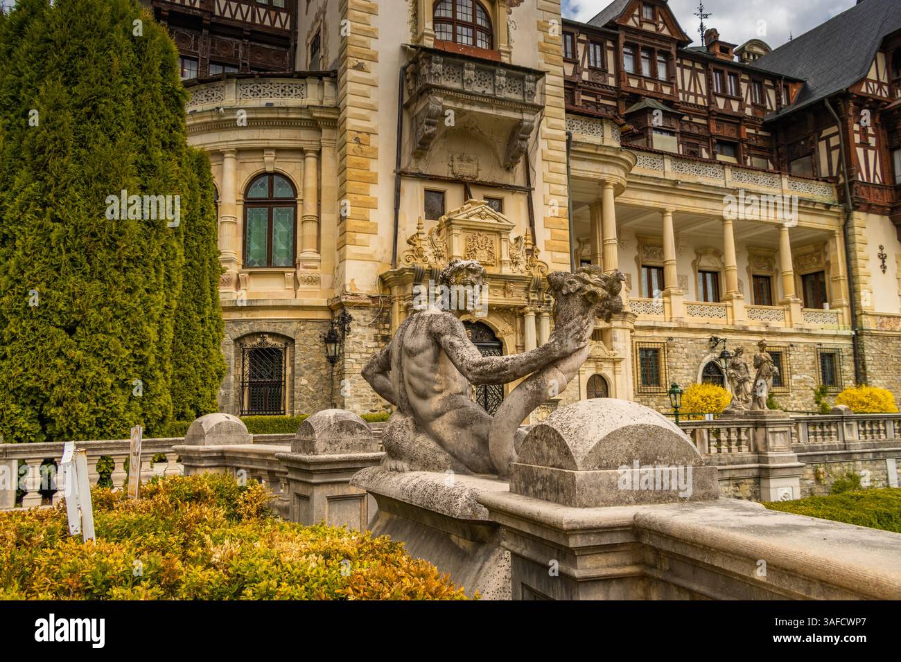Peles Castle, Romania. Famous Neo-Renaissance castle and ornamental ...