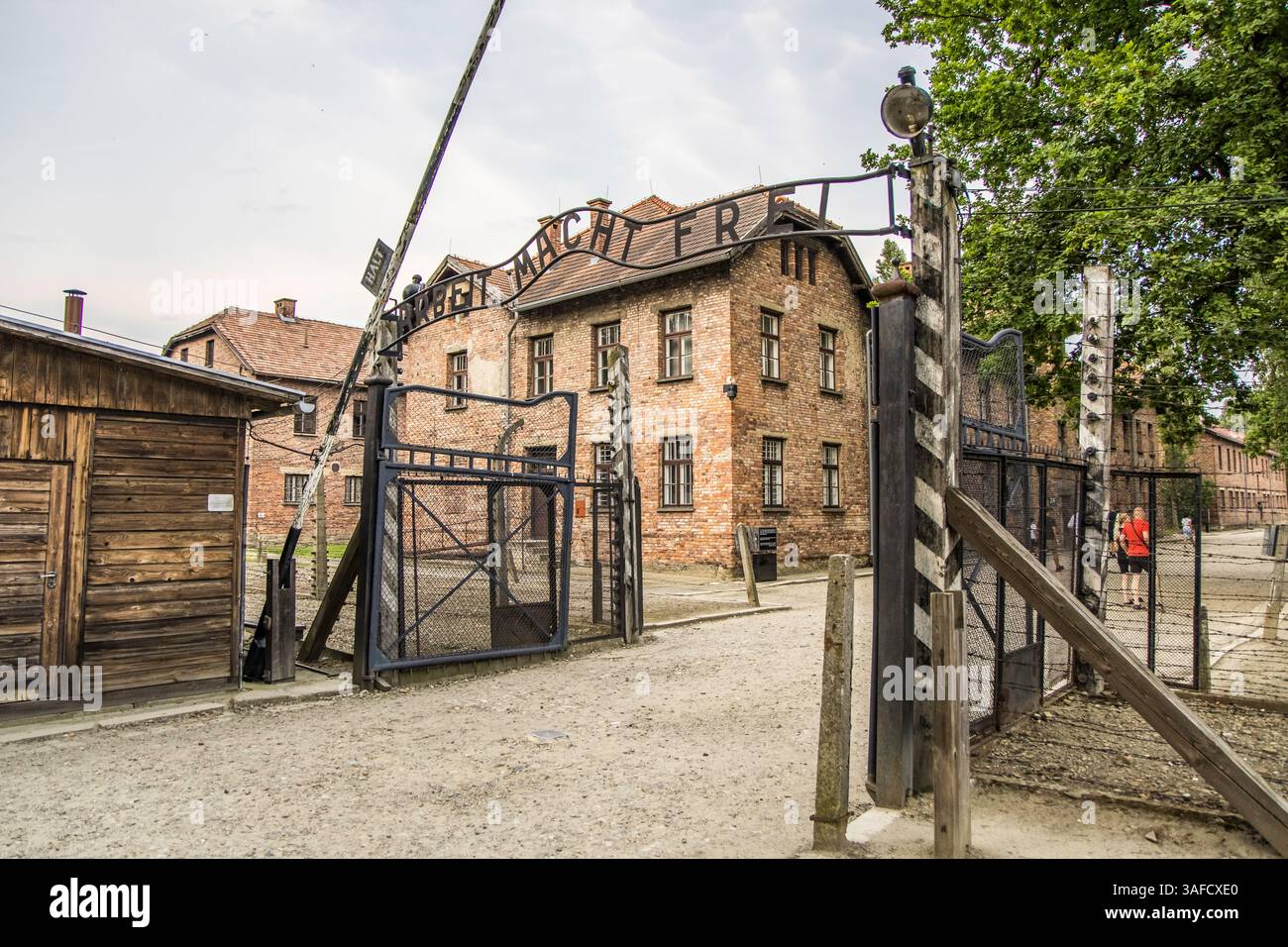 Auschwitz, Poland- July 16, 2023: Entrance gate to Auschwitz ...