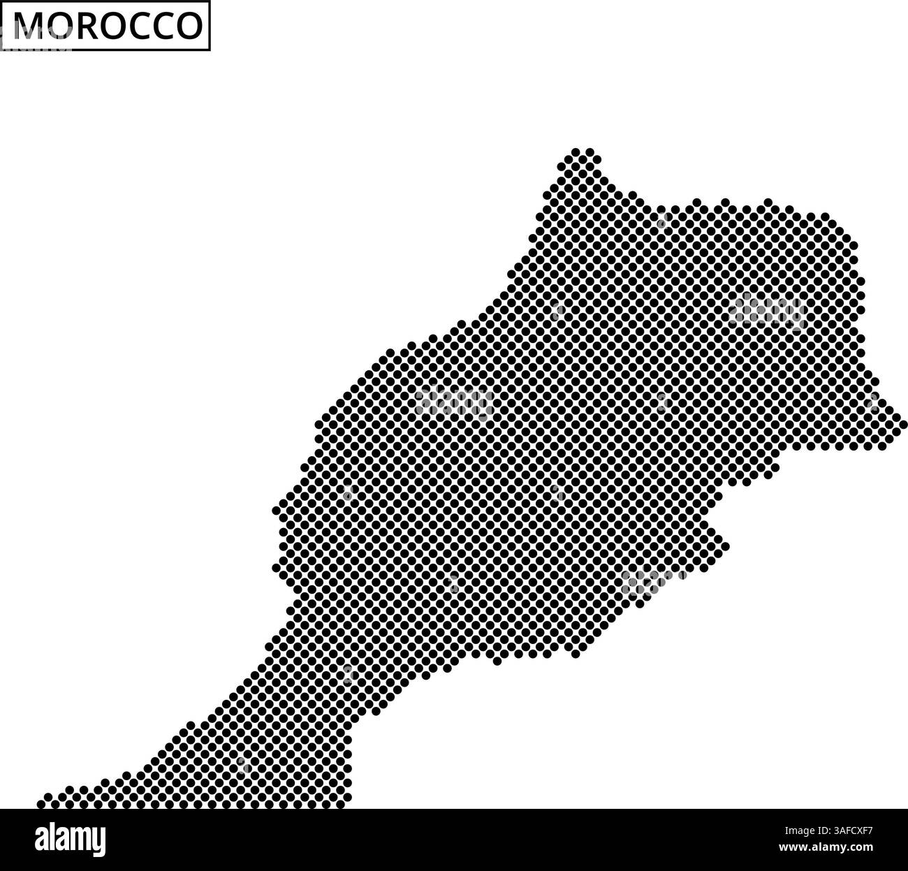 A unique depiction of Morocco's geographical outline using a dotted ...