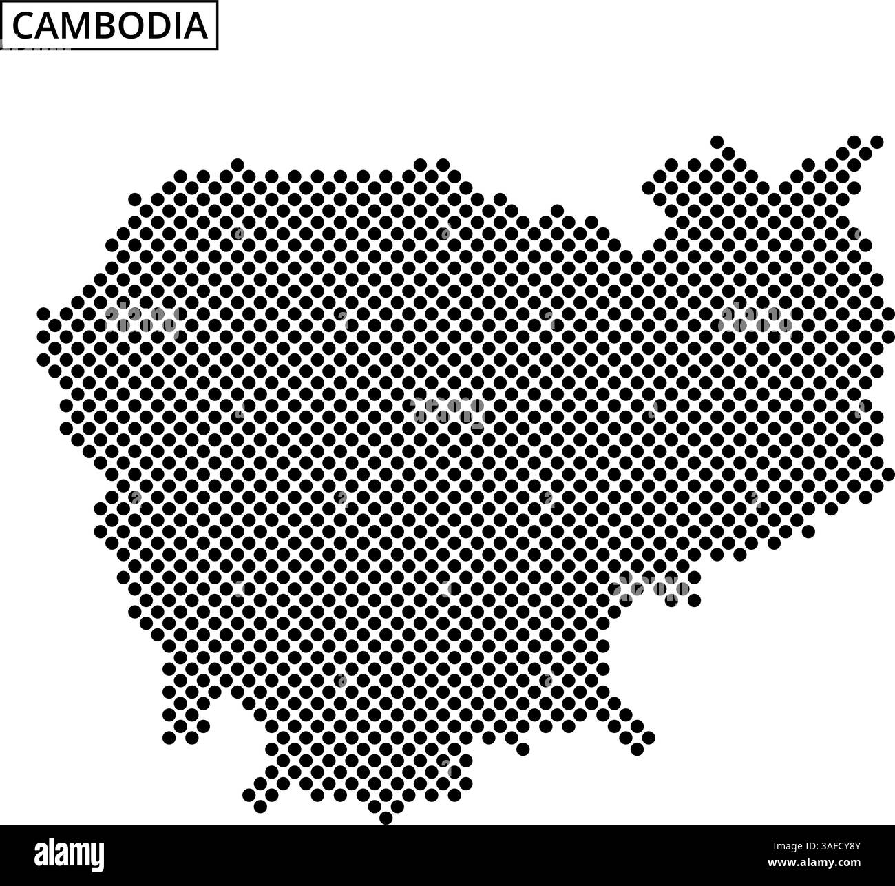 This illustration presents a dot representation of Cambodia ...