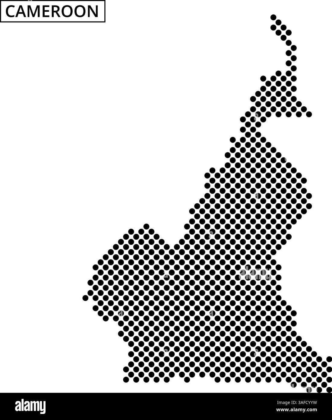 A map of Cameroon outlined in dots highlights its unique geographical ...