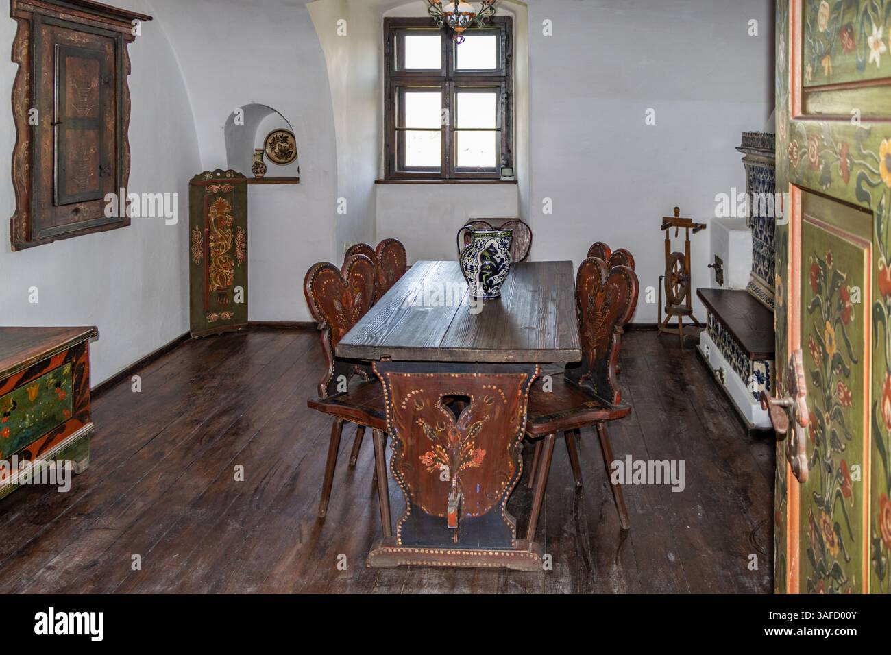 Inside Bran Castle in Transylvania. Inner yard . The dark Castle of ...